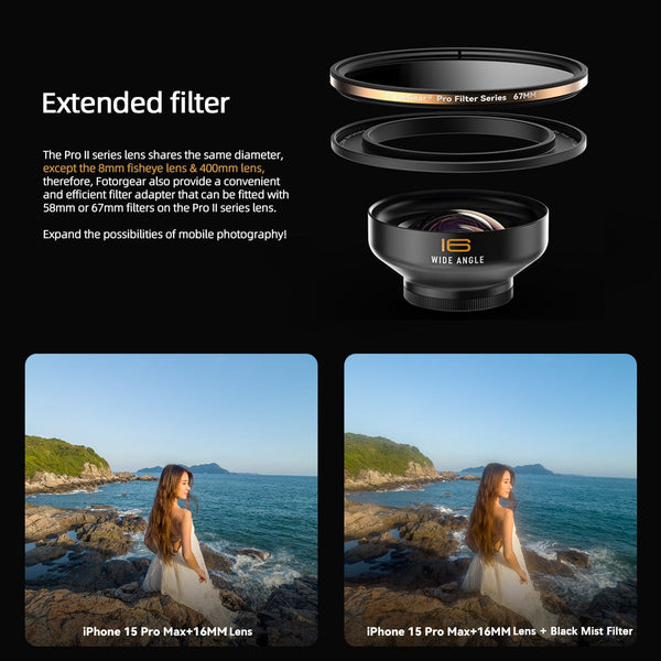 Filter adapter on additional phone Lens – Fotorgear